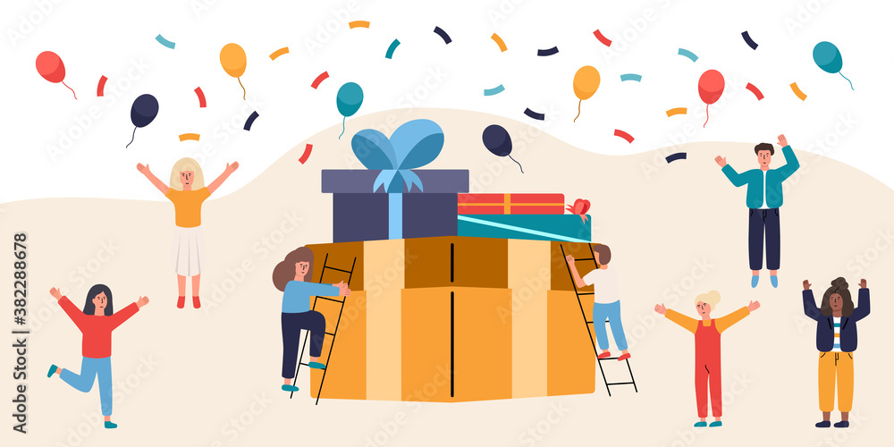 The couple happy celebrate with each other and climbing on the ladder ...