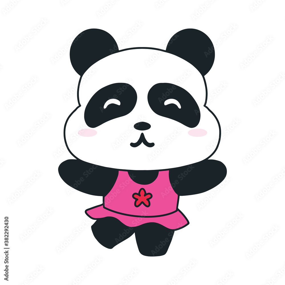 cute panda dancing cartoon illustration Stock Vector | Adobe Stock