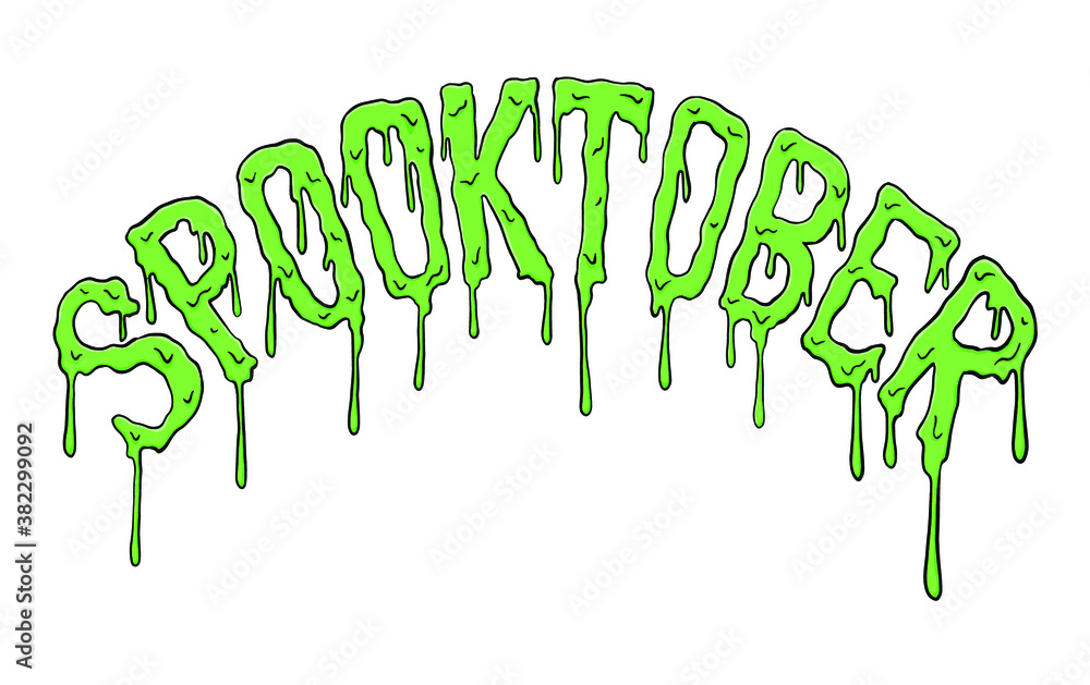 Spooktober. Halloween October pun hand lettering design. Vector ...