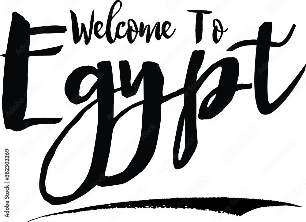 Welcome To Egypt Country Name Bold Handwritten Calligraphy Black Color ...