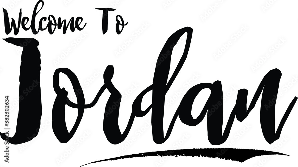 Welcome To Jordan Country Name Bold Handwritten Calligraphy Black Color ...