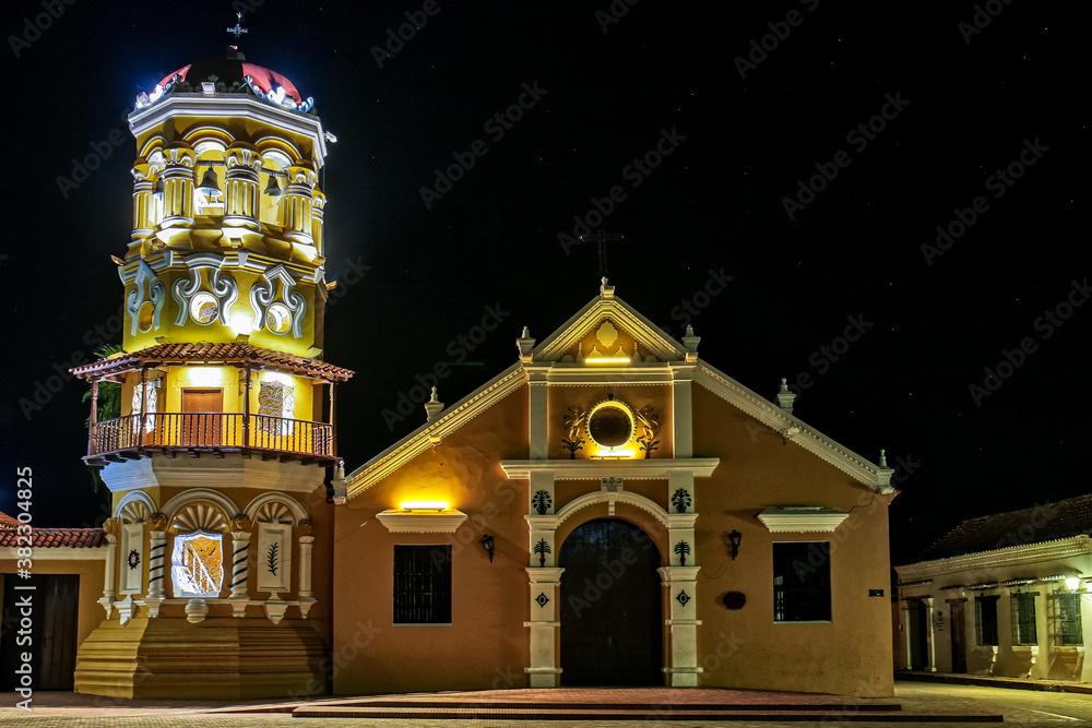 View to beautiful historic Church Santa Barbara (Iglesia de Santa ...