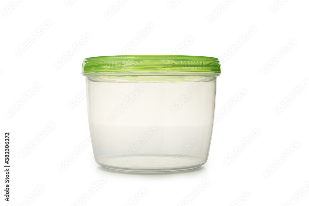 Plastic container with green cap isolated on white background Stock ...