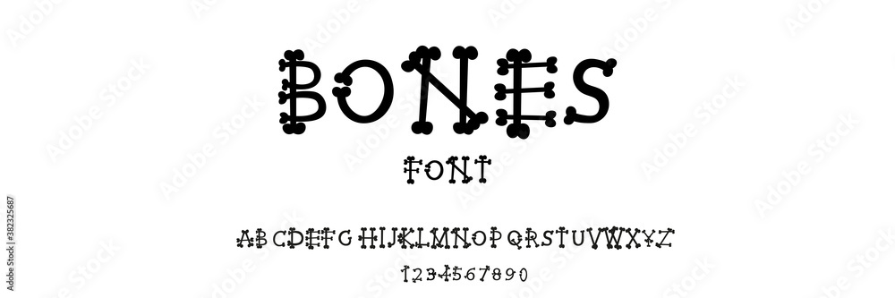 BONES HALLOWEEN FONT. Alphabet. Capital letters and numbers made of ...