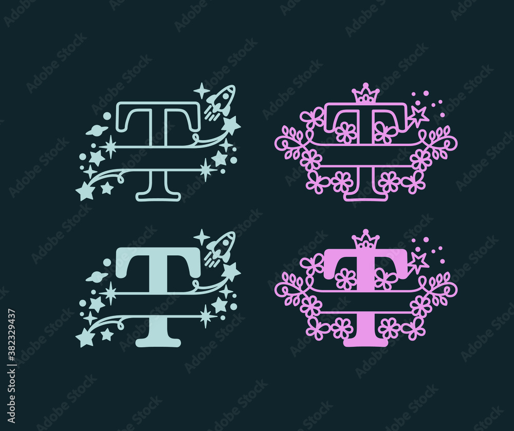 Alphabet Split Monograms. Baby name monogram. Split Letter Monogram ...