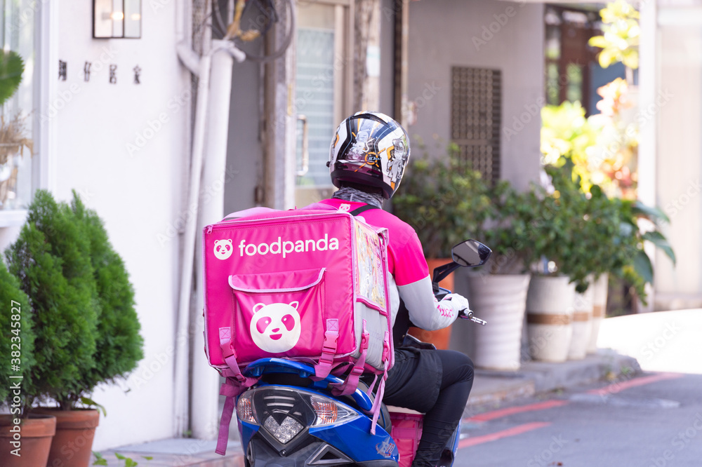 Taipei, Taiwan - October ,2020 : Food Panda box on a motocycle ...