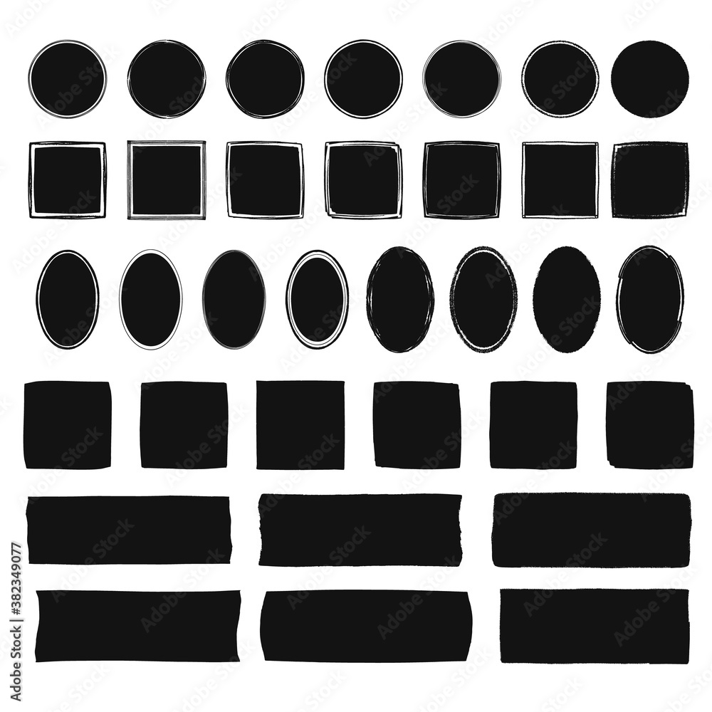 Black rough edge box. Brush background. Set of hand drawn lines. Ink ...