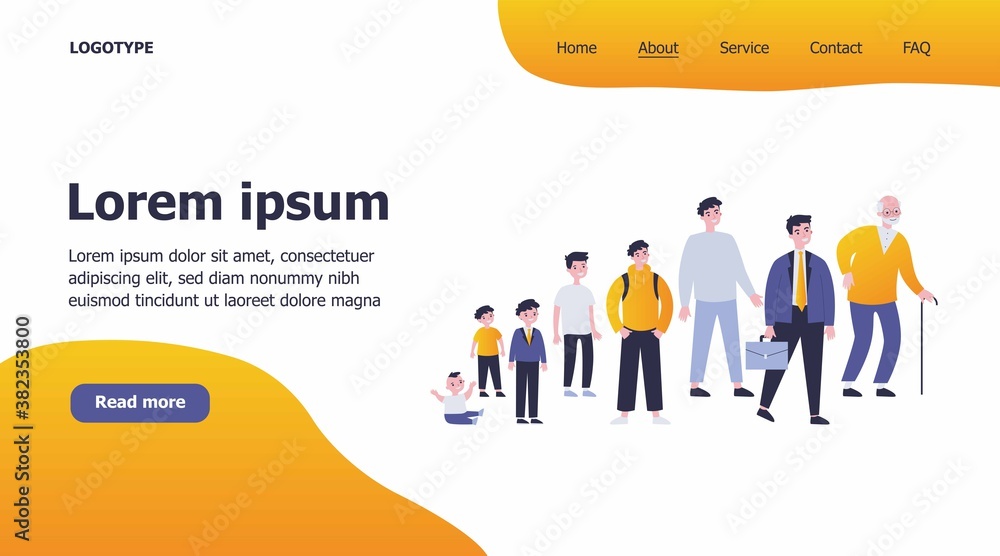 Man growth stages and lifecycle. Evolution from toddler to old man. Boy ...