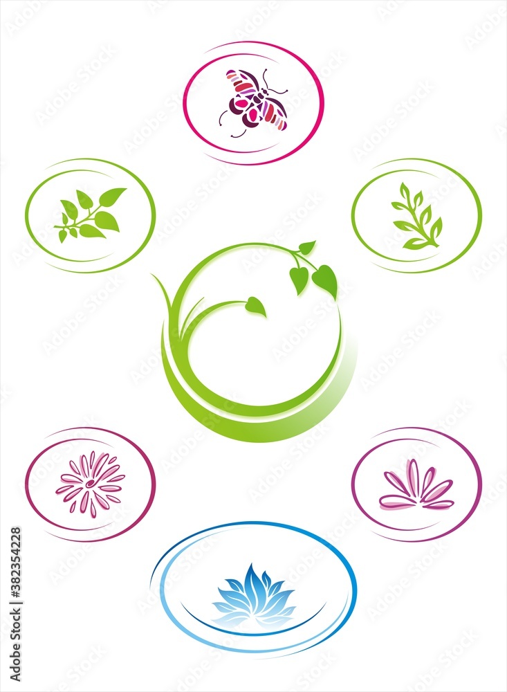 colourful nature icons, Eco friendly business logo design Stock Vector ...