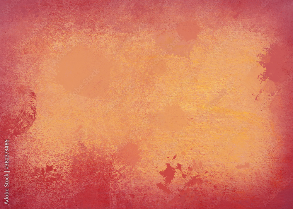 Grunge splashed old brown red paper, parchment background with dark ...