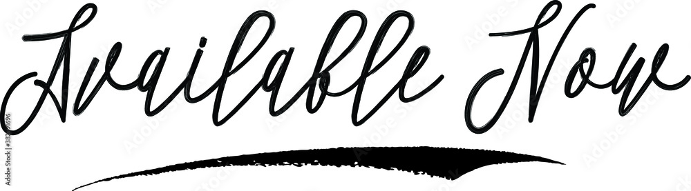 Available Now Brush Calligraphy Handwritten Typography Text on White ...