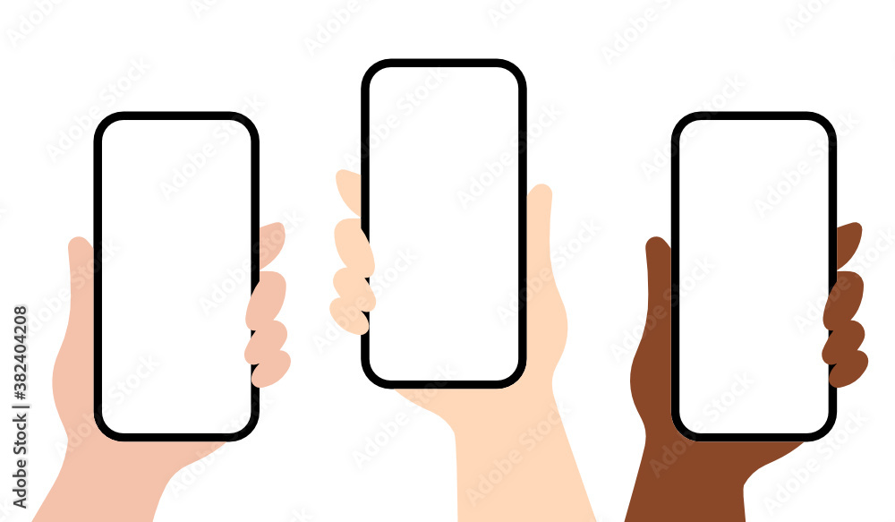 Set of hand holding a phone Stock Vector | Adobe Stock