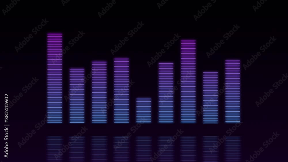 Audio waveform equalizer on black background loop animation. Music or ...