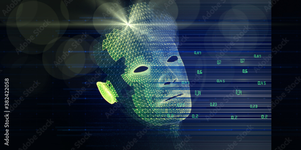 Machine learning. Polygonal technology background with 3d wireframe ...