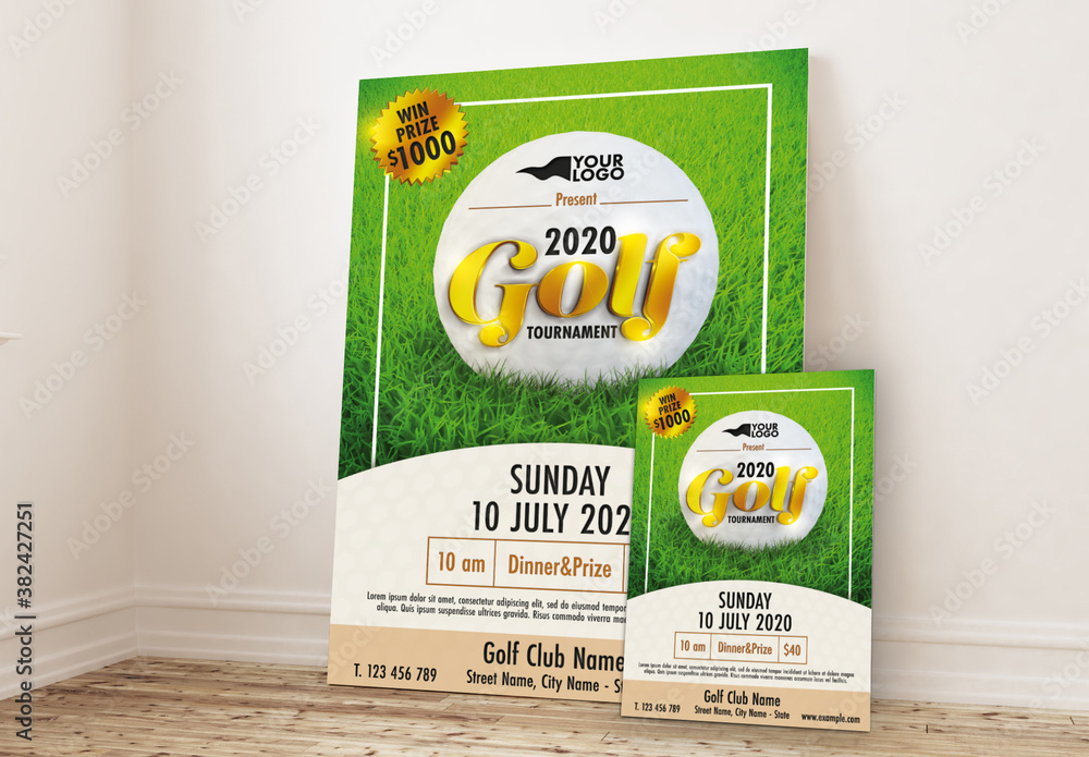 Golf Tournament Poster Layout Stock Template | Adobe Stock
