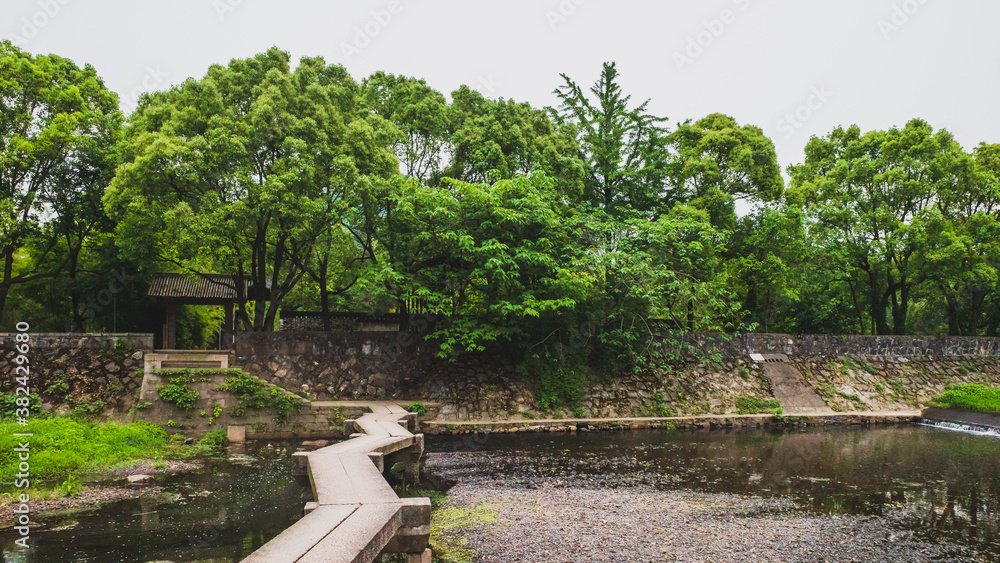 River and landscape in Lanting (Orchid Pavilion) scenic area, Shaoxing ...