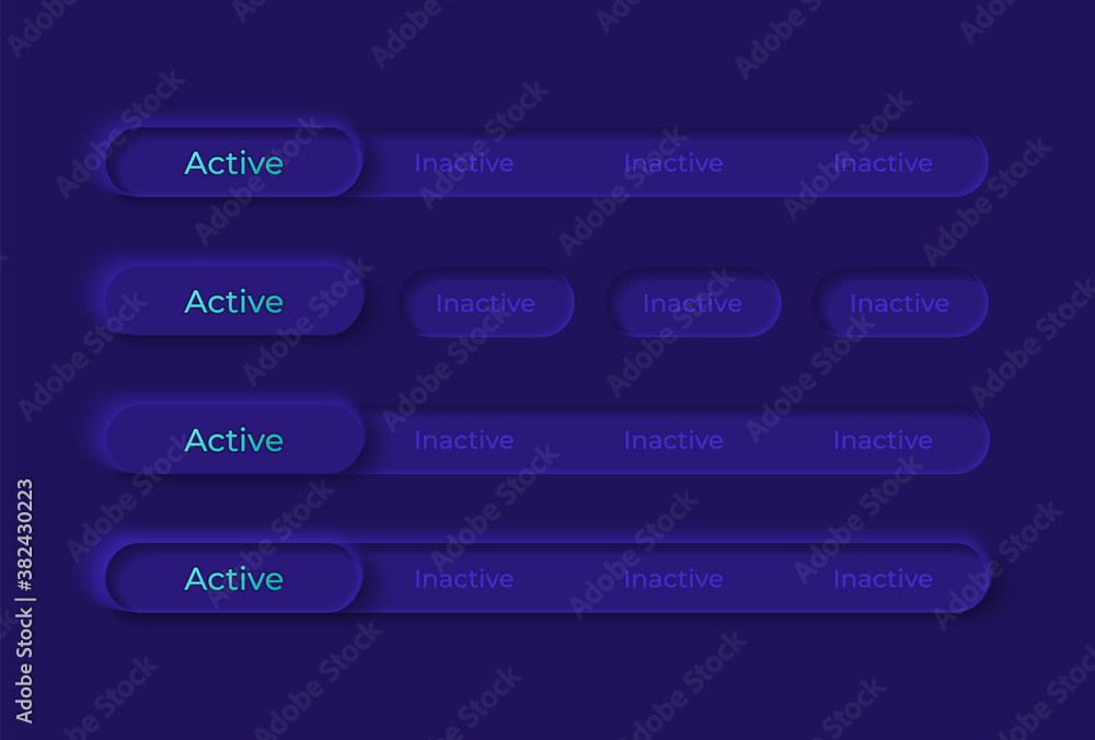 Switches UI elements kit. Active and inactive buttons isolated vector icon, bar and dashboard ...