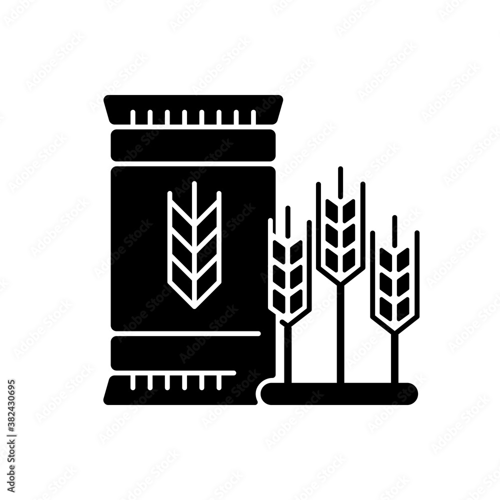 Malted barley black glyph icon. Herbal ingredient for brewing. Brewery ...