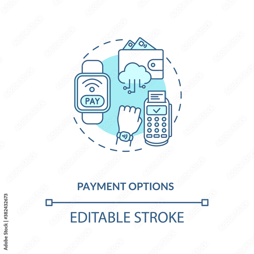 Vetor de Payment options concept icon. Gadget function idea thin line ...
