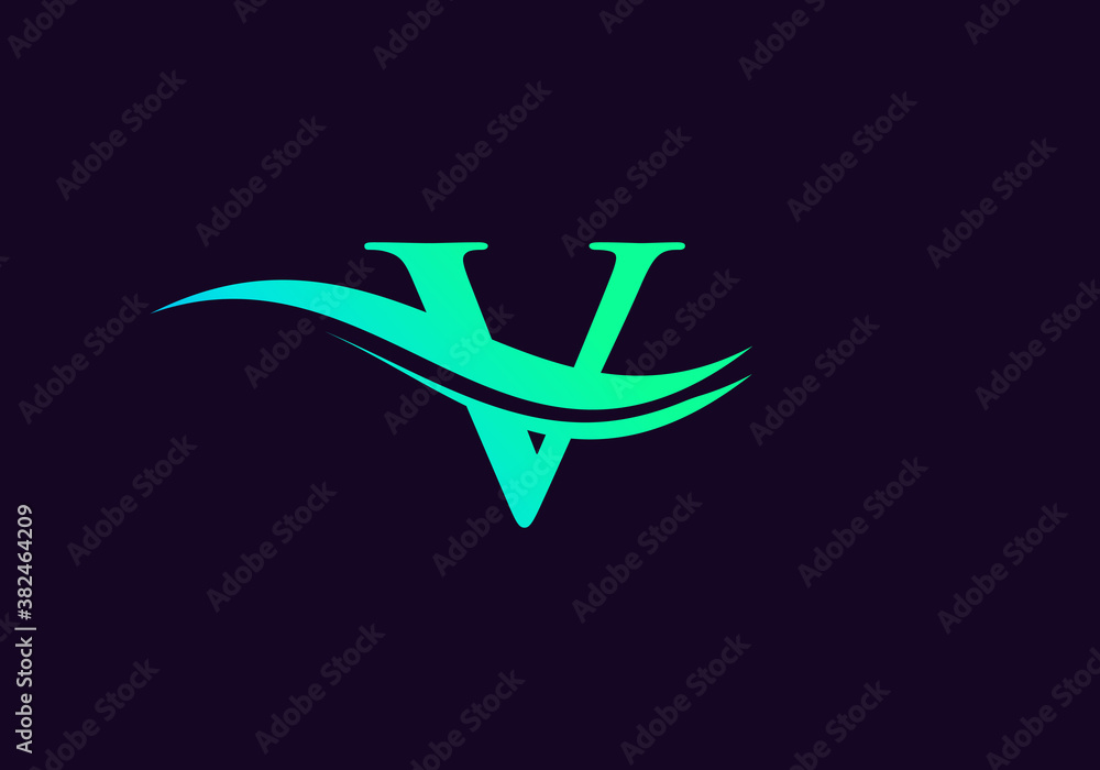 V Modern creative unique elegant minimal. V initial based letter icon ...