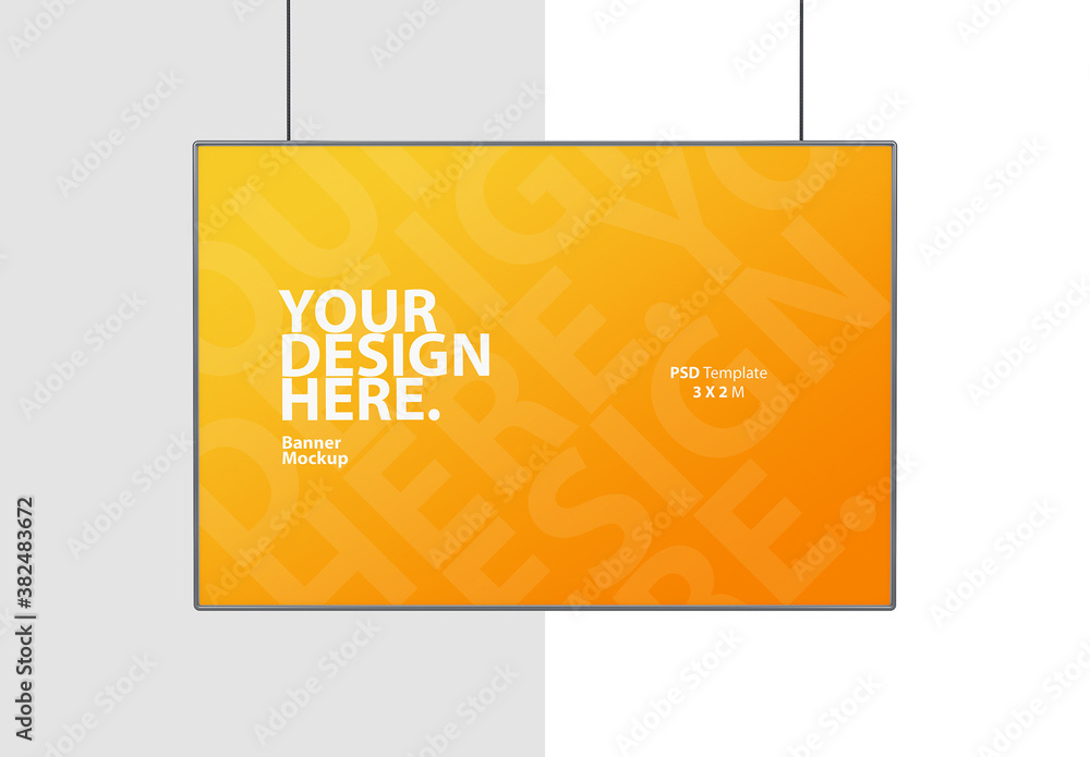 Banner Board with Metallic Frame Mockup Stock Template | Adobe Stock