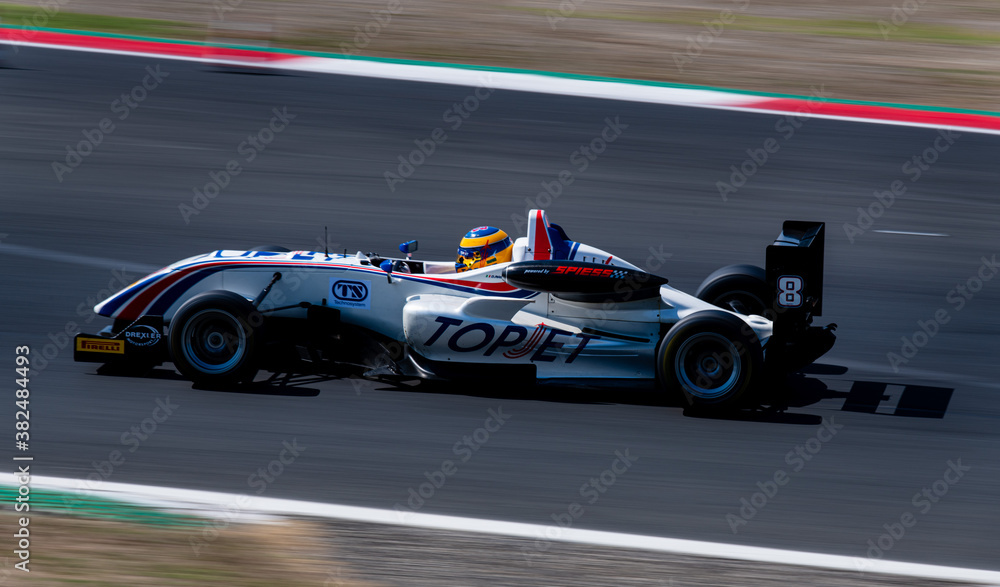Formula championship competition, single seater racing car in action on ...