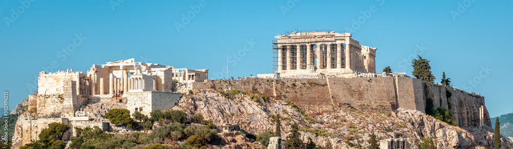 Acropolis with Parthenon in Athens, Greece. Panoramic view of Ancient Greek ruins. Stock Photo ...