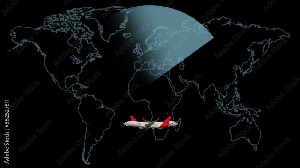 International flight travel 3d animation concept showing airplanes ...