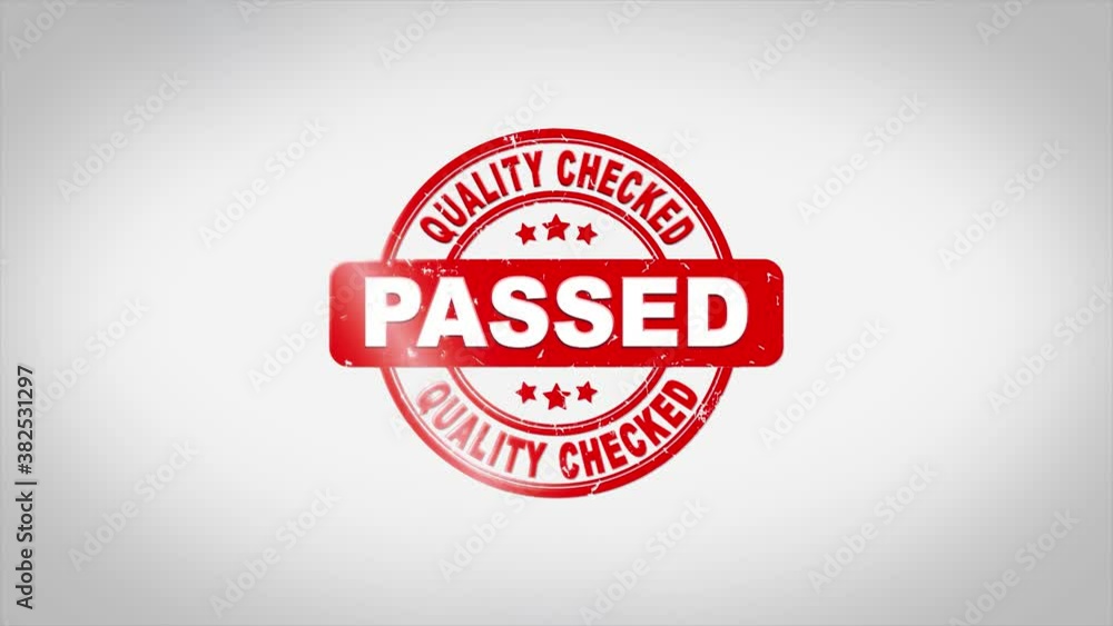 Quality checked Passed Signed Stamping Text Wooden Stamp Animation. Red ...