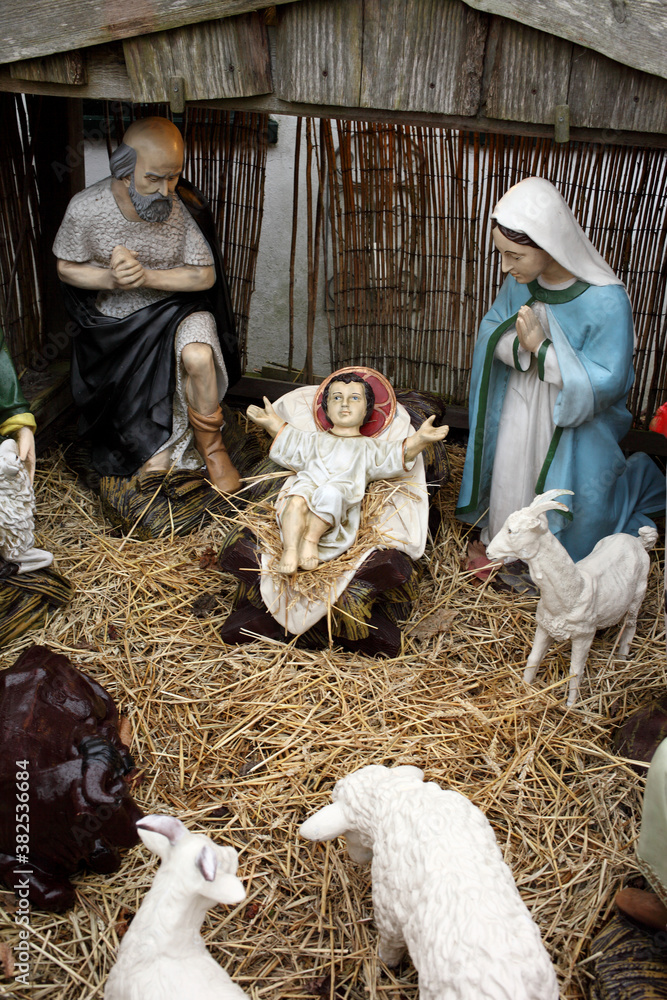 Model of the birth of jesus in a stable Stock Photo | Adobe Stock