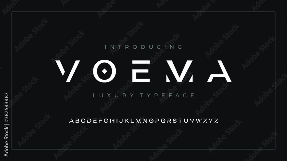 Luxury modern clean font, abstract geometric letter set voema typeface ...