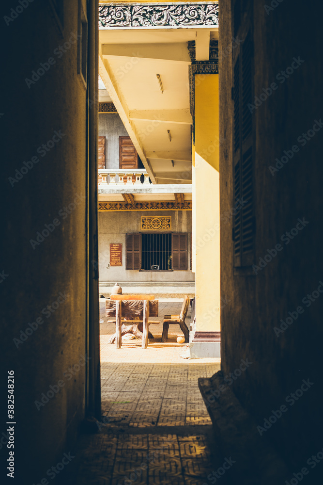 Yard inside Wat Phnom Temple in Phnom Penh, Cambodia Stock Photo ...