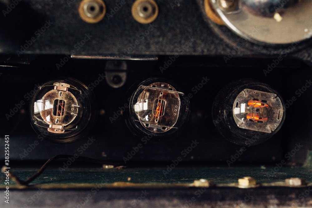 Vacuum tubes in a vinyl record cutting machine Stock Photo | Adobe Stock