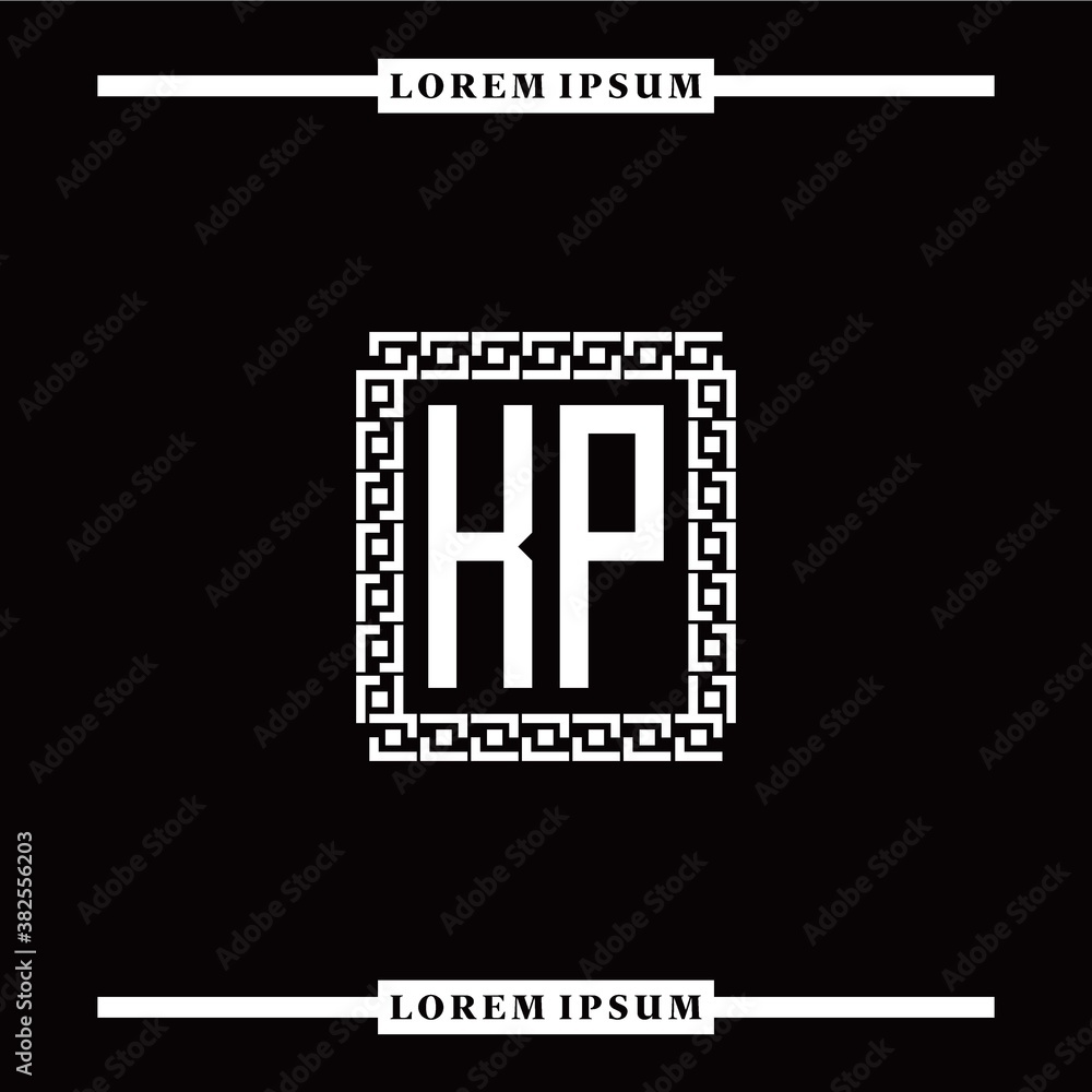 K P collection of initial logo designs with luxurious frame elements ...