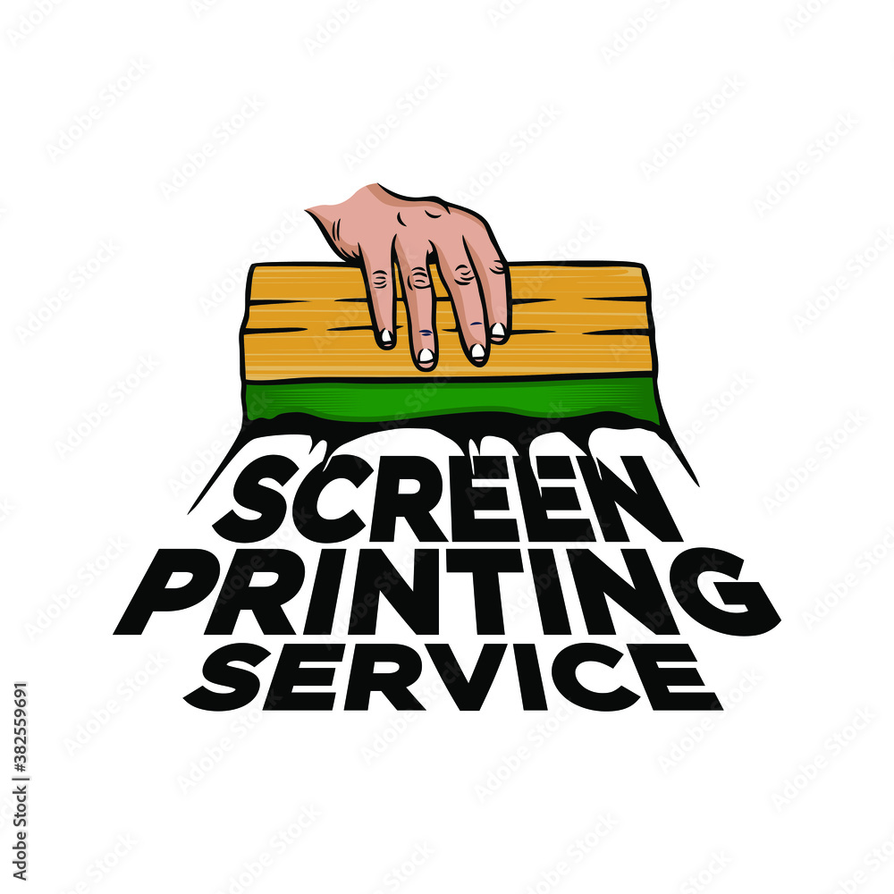 screen printing silk with hand holding squeegee logo design inspiration ...