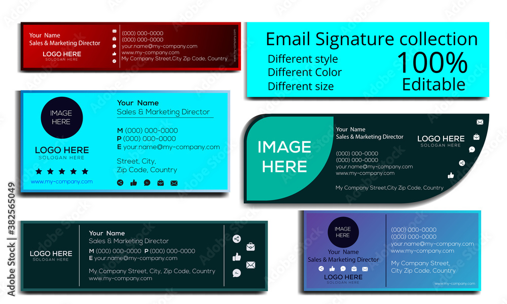 5 Different flat and modern e-mail signature templates, Email signature ...