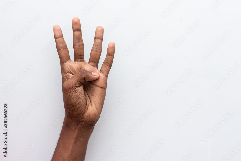 Black Number 4 Counting Fingers