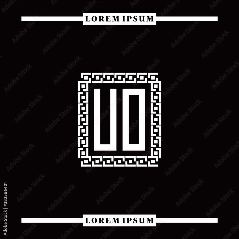 U O collection of initial logo designs with luxurious frame elements ...