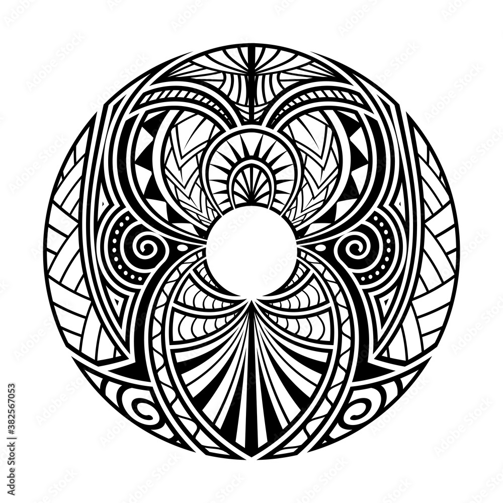 Maori polynesian ethnic circle tattoo shape Stock Vector | Adobe Stock