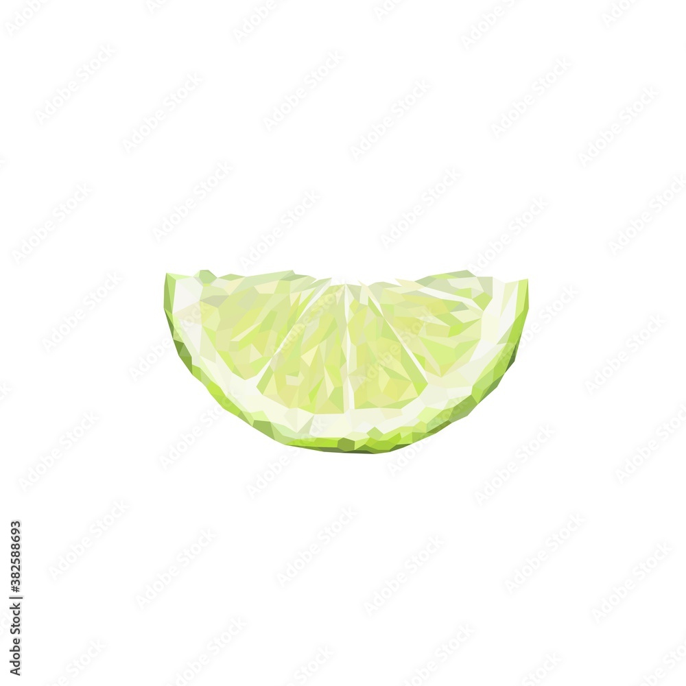 polygonal slice lemon lime. a slice of lime in a low poly for a menu, a ...
