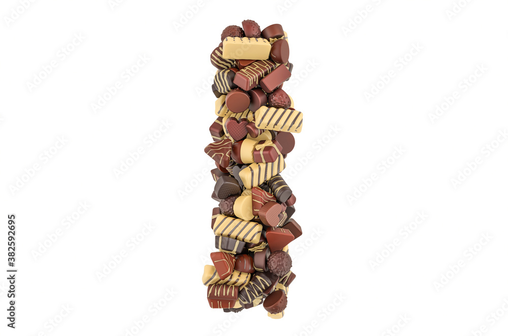 Letter I from chocolate candies. 3D rendering Stock Illustration ...