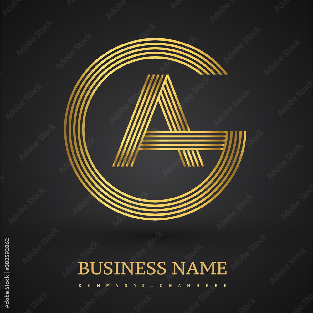 Letter GA linked logo design circle G shape. Elegant golden colored ...