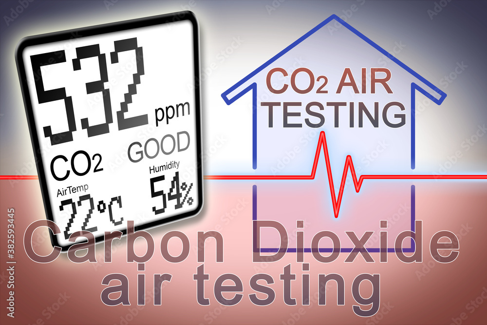 Test on the presence of dangerous CO2 in our homes - concept image with ...
