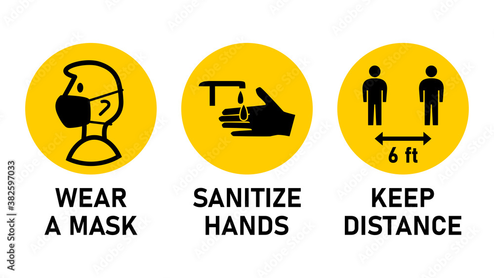 Round Instruction Signs with Basic Set of Measures against the Spread ...