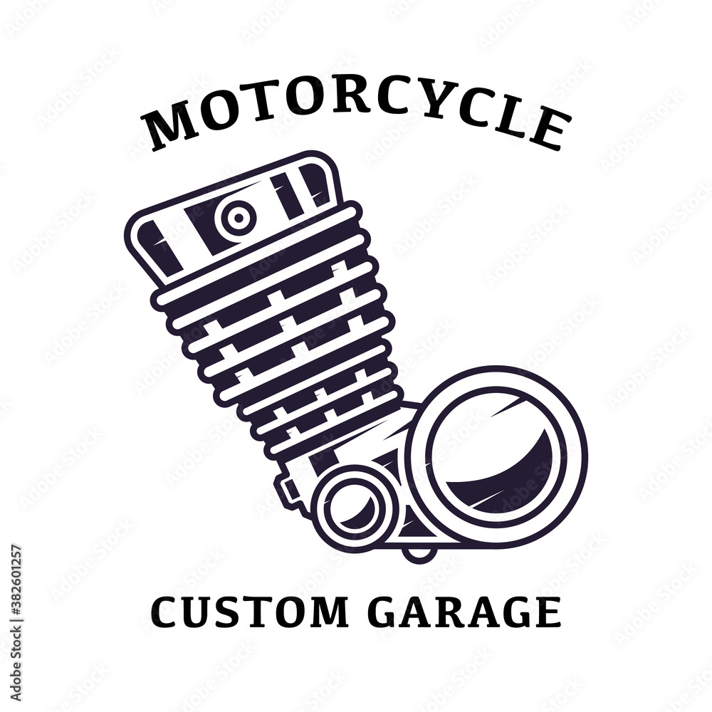 Motorcycle badge illustration concept, bike engine emblem vector Stock ...