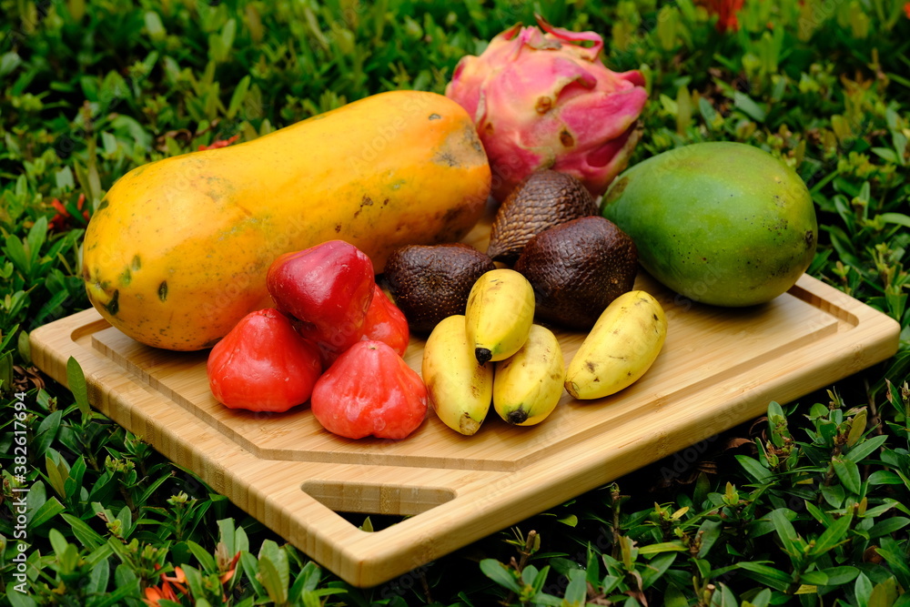 Indonesia Batam - Indonesian tropical fruits Papaya - Plum - Mango ...