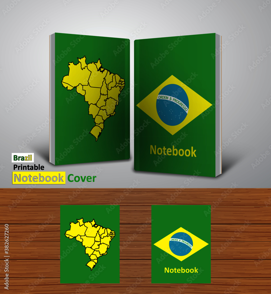 Brazil Notebook Design Mockup - 3D Book Template - National Country Map ...