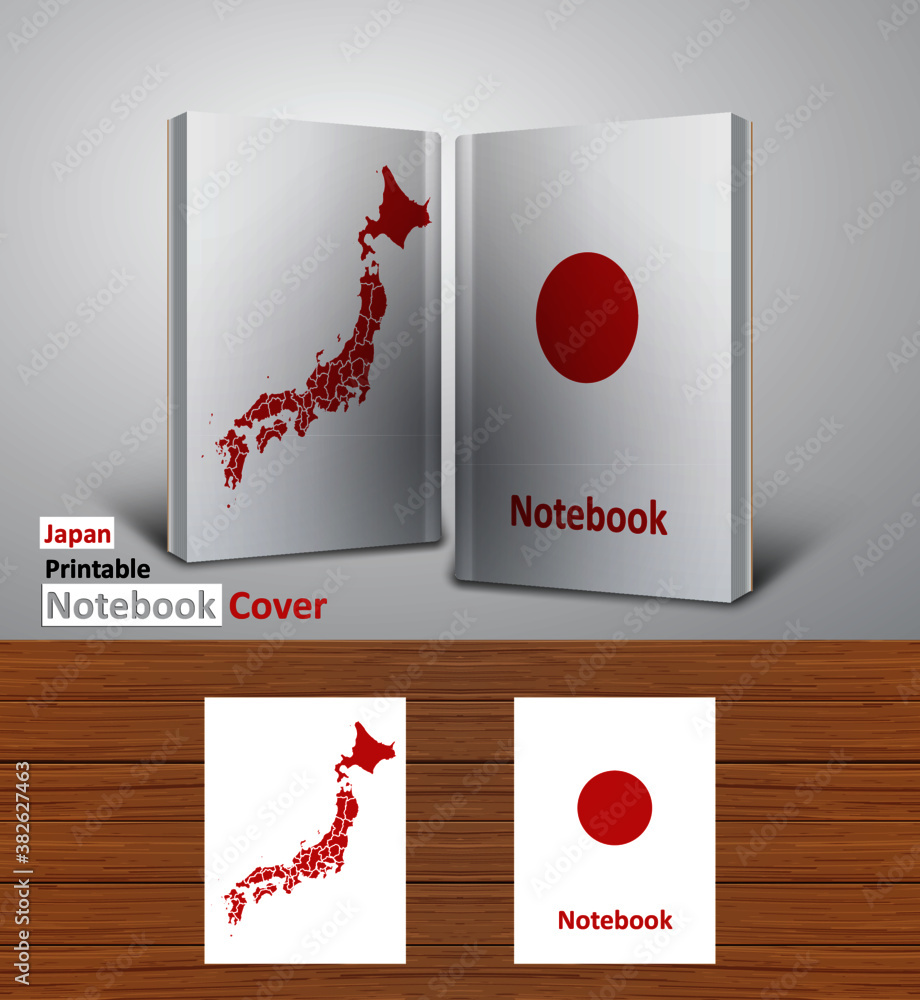 Japan Notebook Design Mockup - 3D Book Template - National Country Map ...