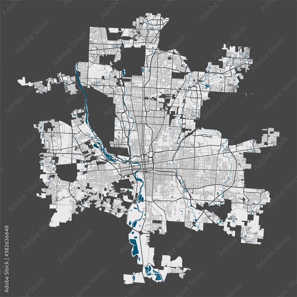 Detailed map of Columbus city, Cityscape. Royalty free vector ...