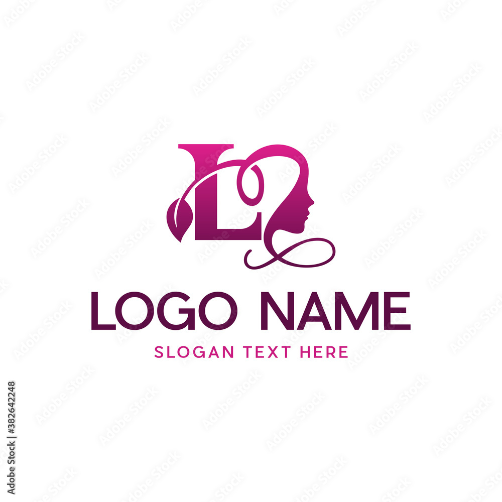 Letter L beauty logo vector design, luxury letter L with beauty face ...